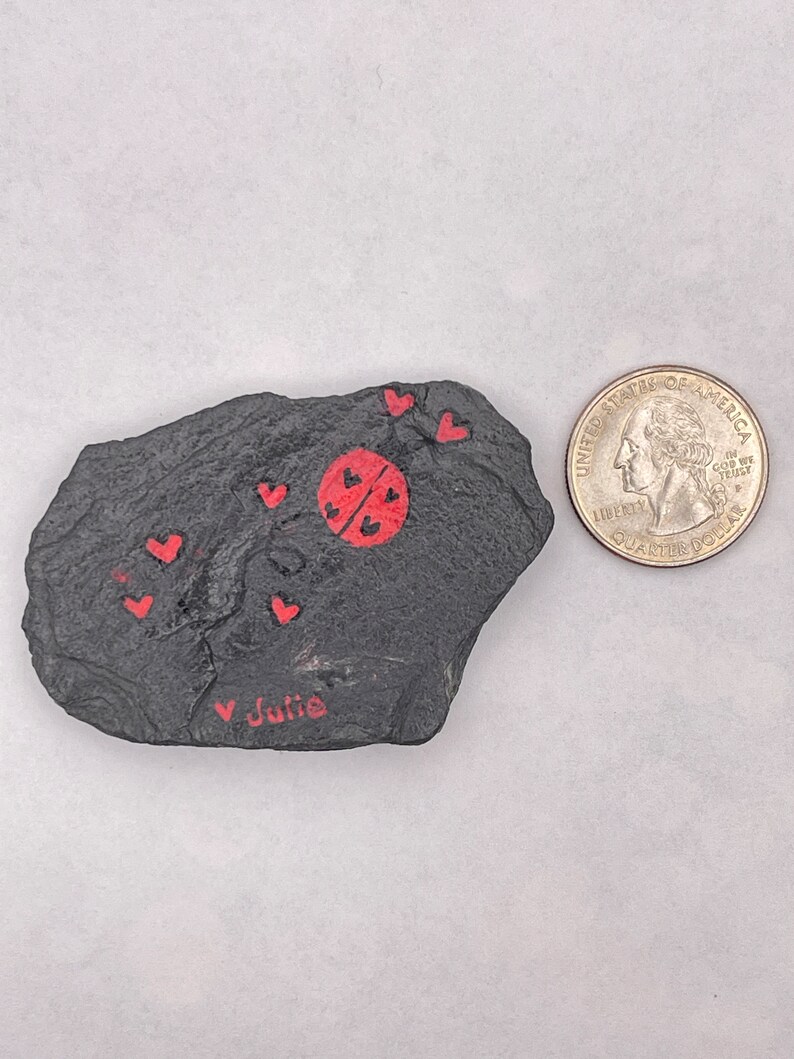 Ladybug Love Bug on Natural Slate Stone, Valentine Gift, Painted Rock ...