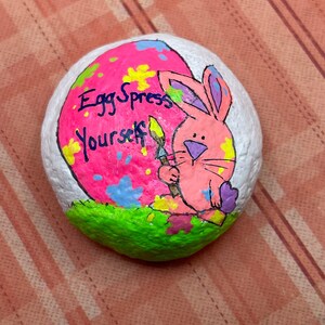 Neon Bunny Painting an Easter Egg, Egg-spress Yourself, Happy Easter ...