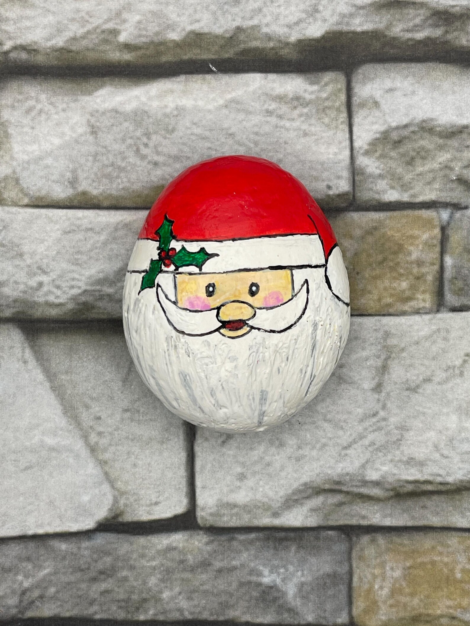 Cute Whimsical Santa Claus, Christmas Holiday, Painted Rock, Pebble Art ...
