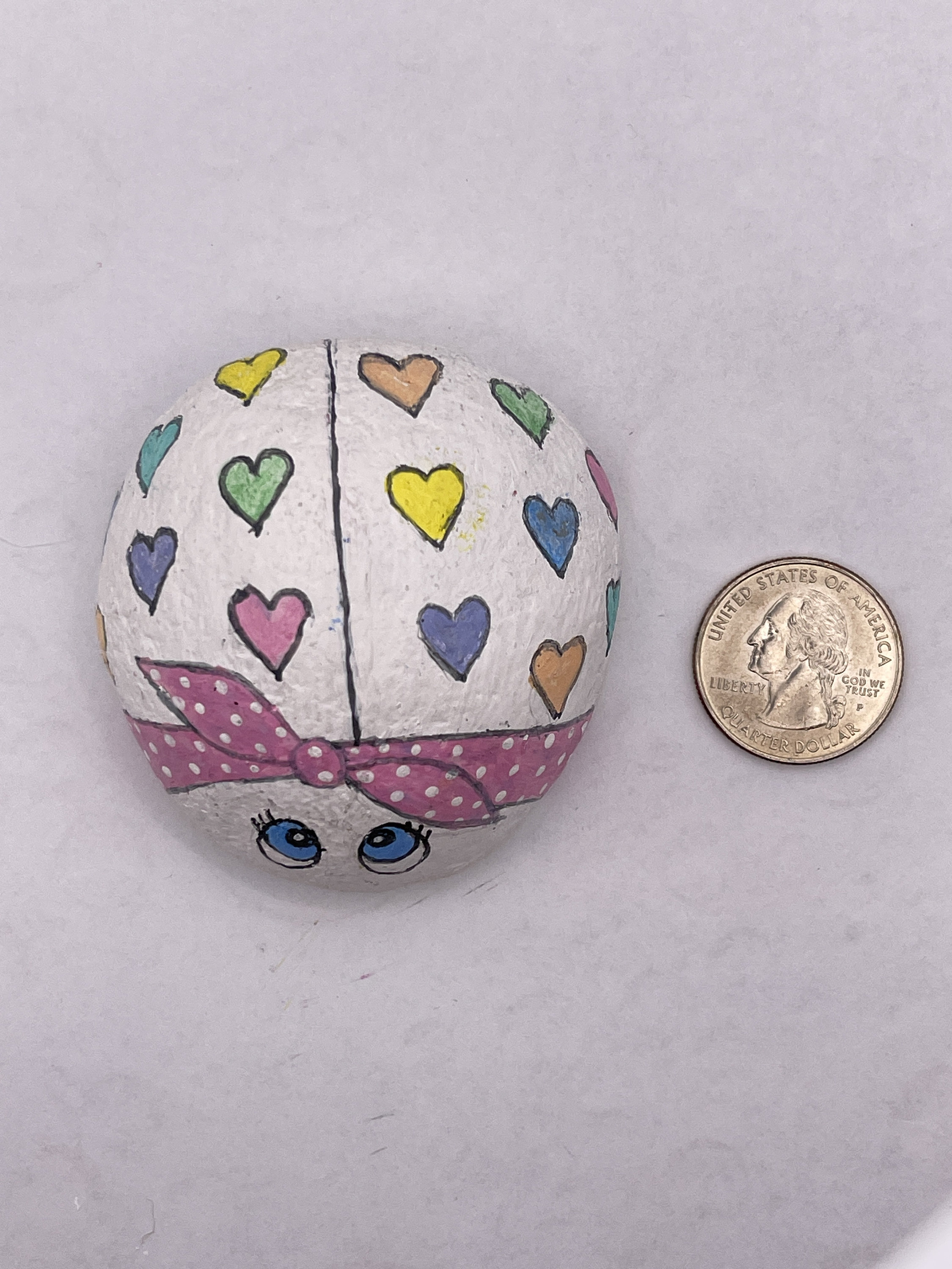Pink Bandana Bug With Pastel Hearts, Valentine Gift, Painted Rock ...