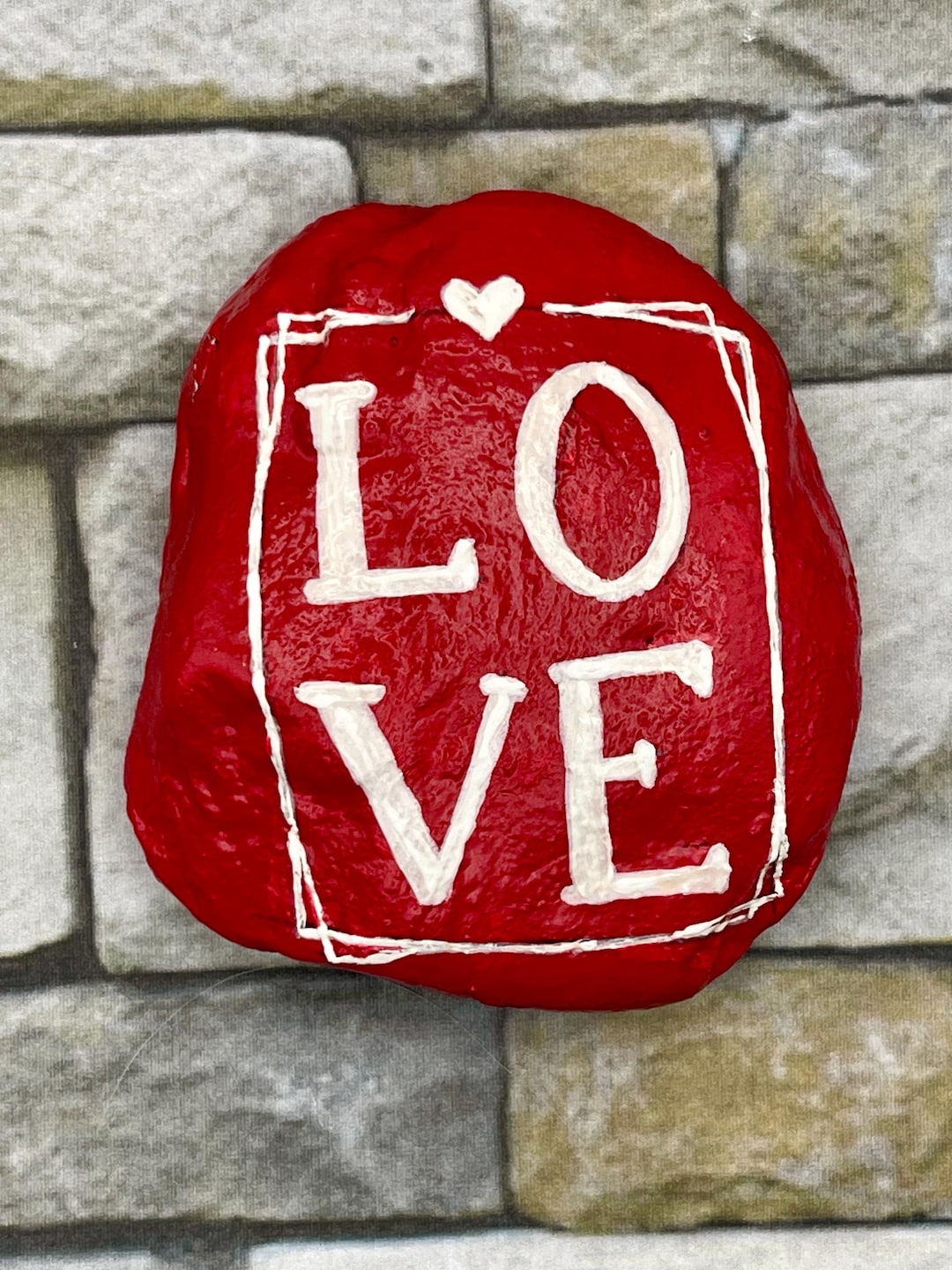 Red Love Stone With Picture Frame Design, Inspirational Decor, Unique ...