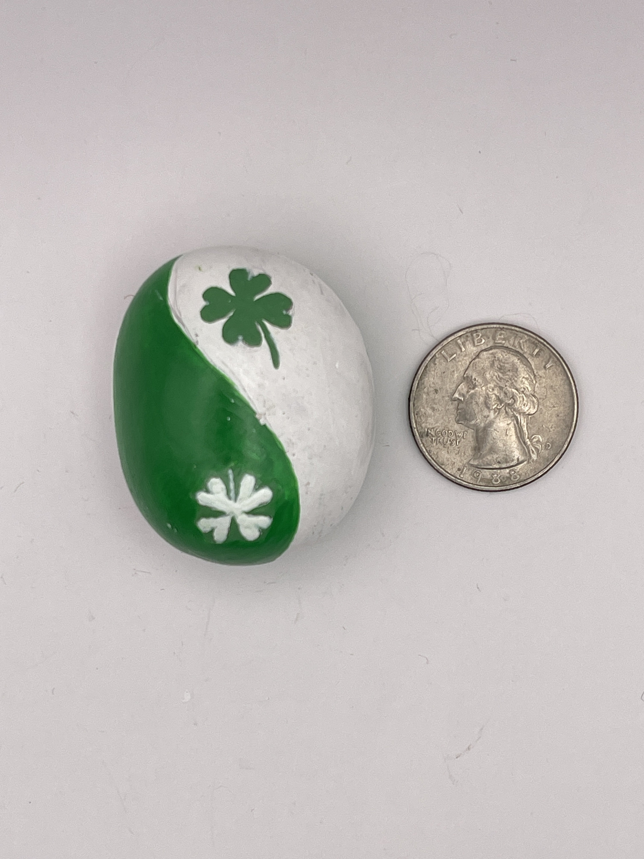 Two Sided Ying Yang Green and White Four Leaf Clover, St. Patrick's Day ...