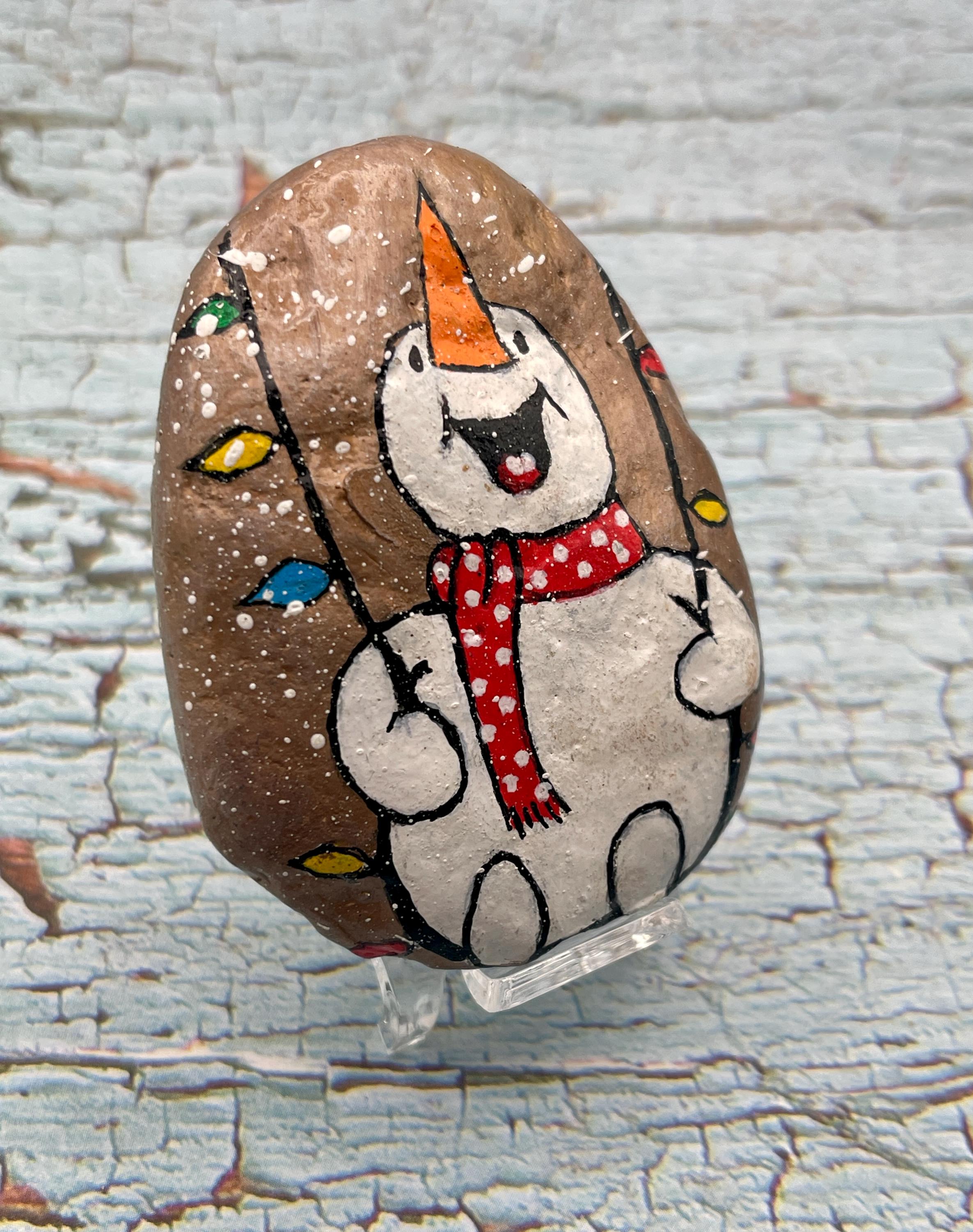 Whimsical Snowman on Christmas Light Swing in Snowfall, Christmas Gift ...