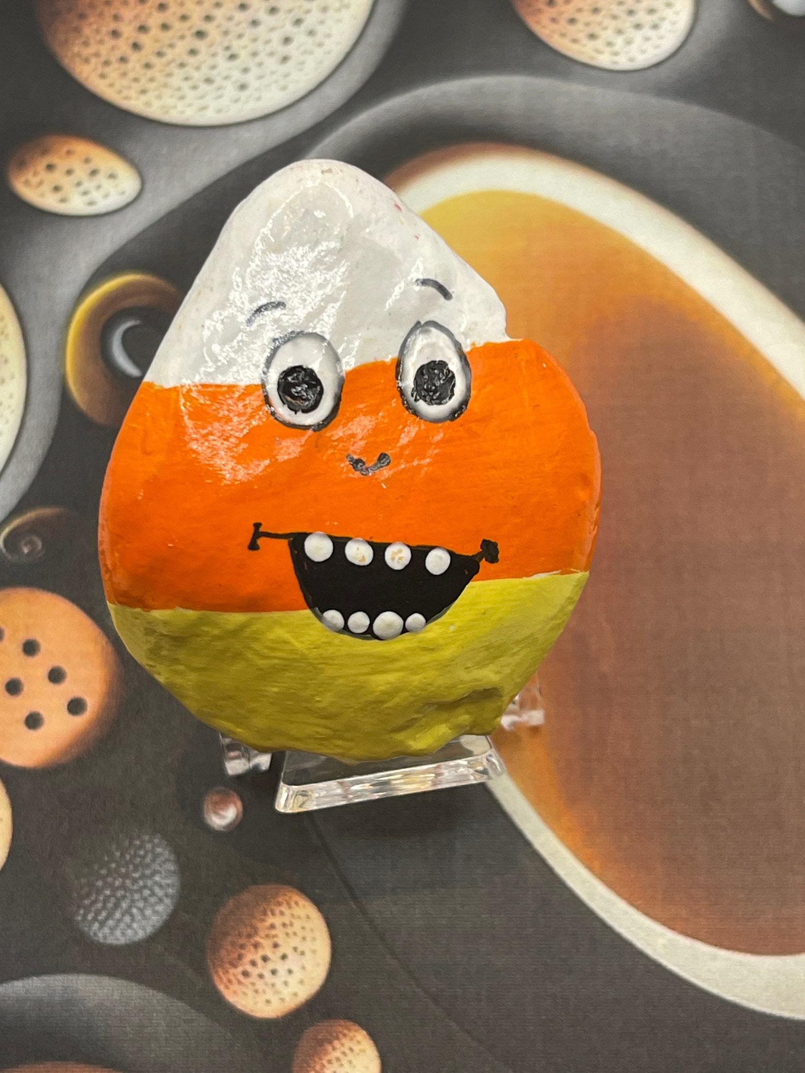 Whimsical Smiling With Teeth Candy Corn Hand Painted Rock, Halloween ...