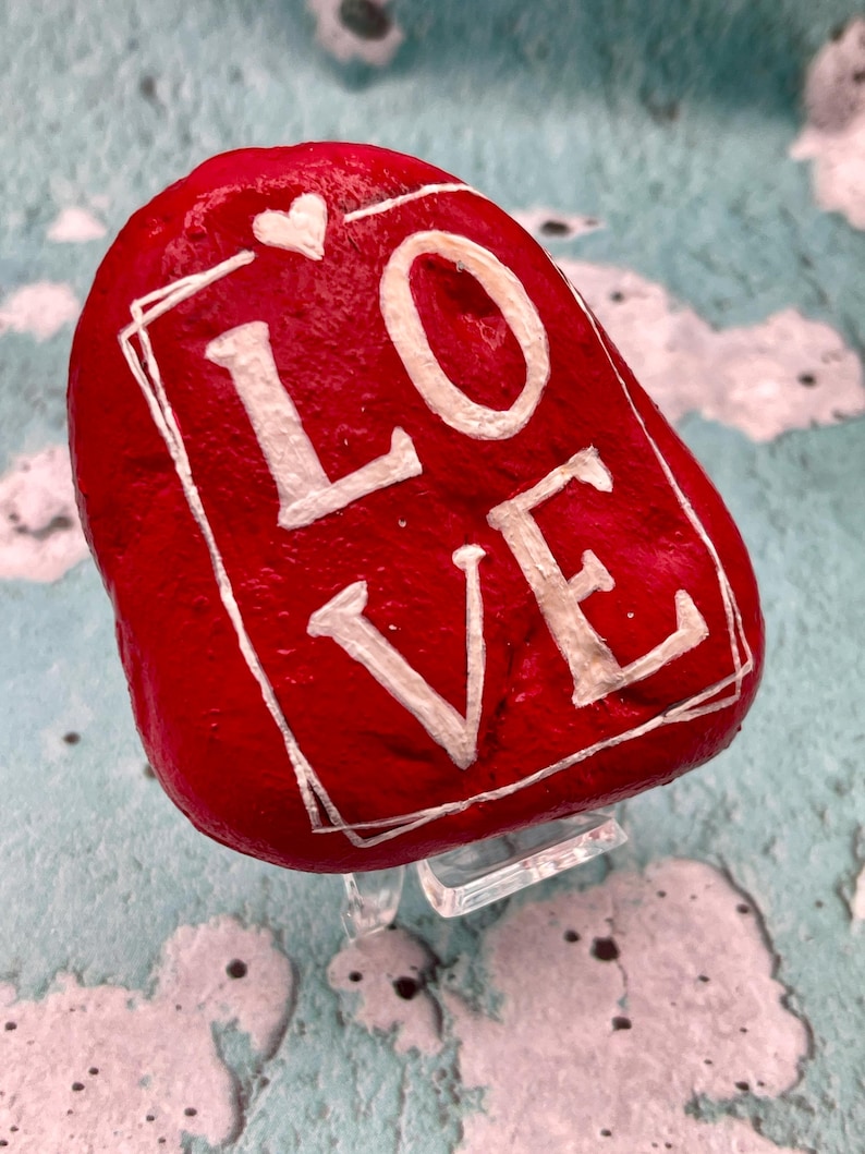 Red Love Stone With Picture Frame Design, Inspirational Decor, Unique ...