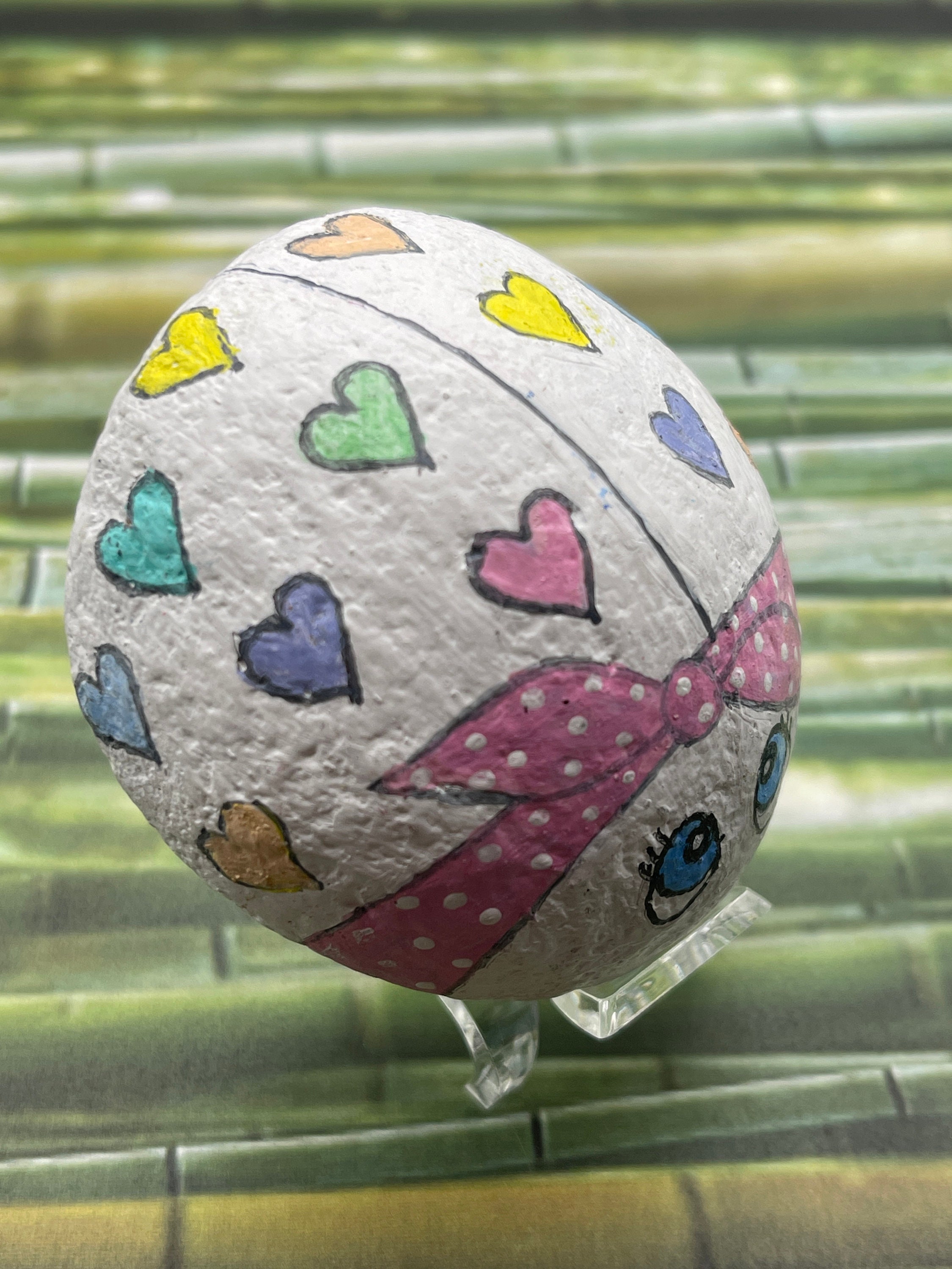 Pink Bandana Bug With Pastel Hearts, Valentine Gift, Painted Rock ...