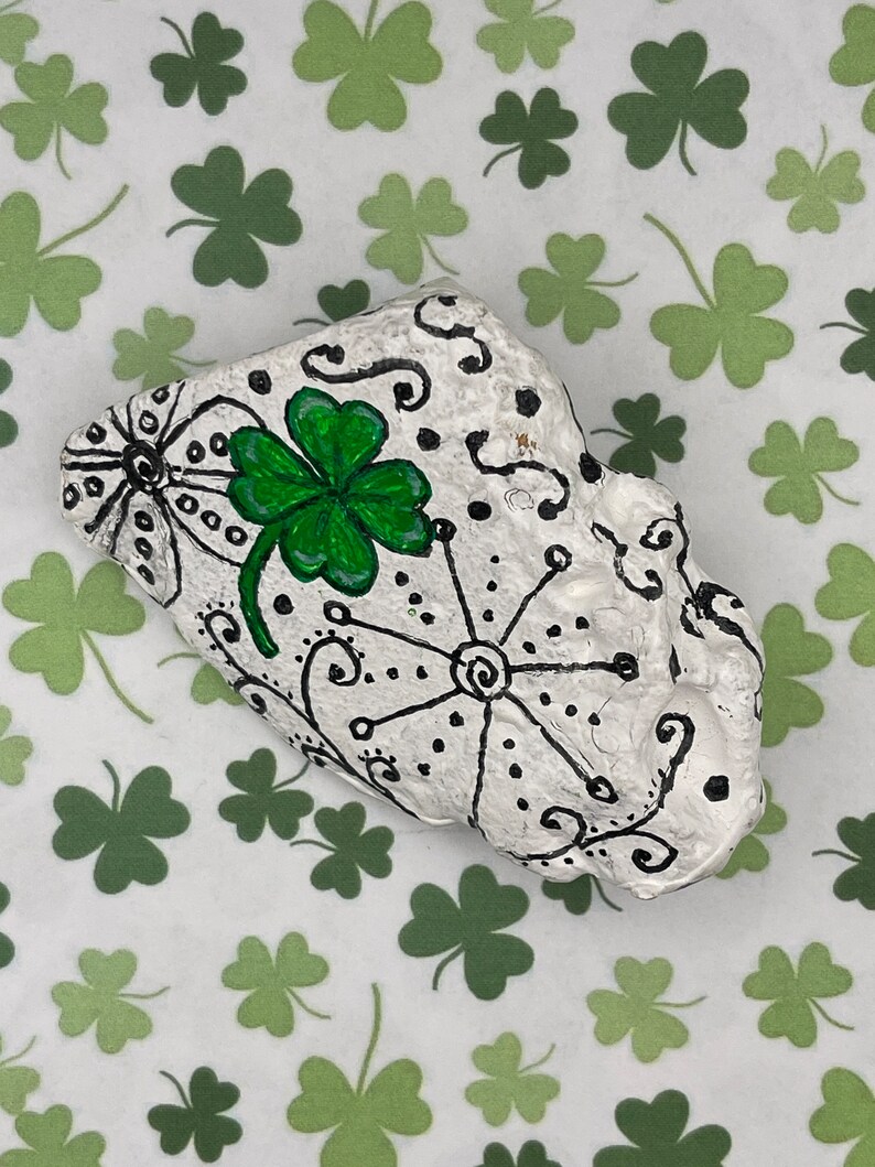 Black and White Abstract Art With Green Clover, St. Patrick's Day ...
