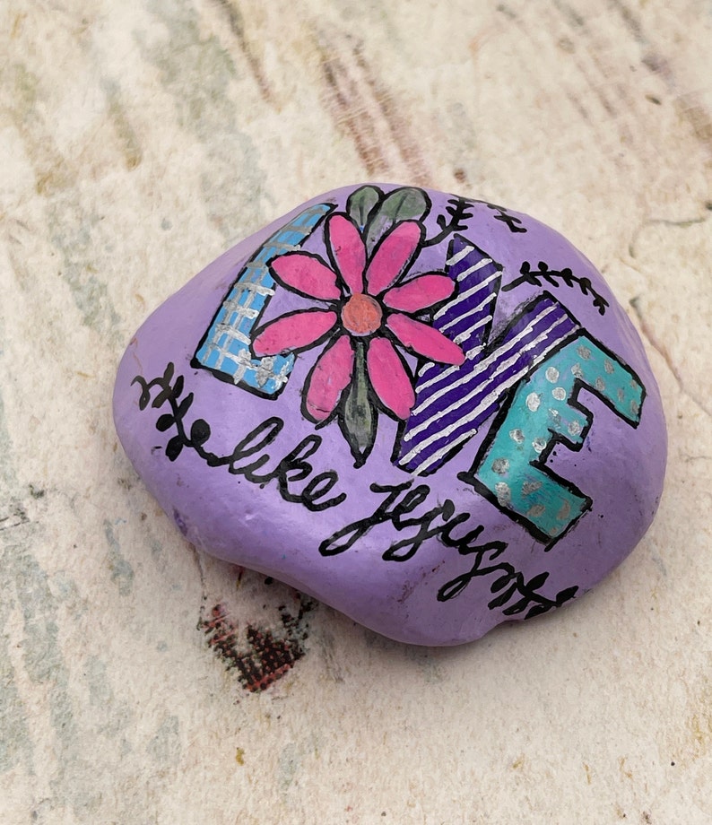 Love Like Jesus, Religious Painted Rock, Stone Painting, Kindness Rocks ...