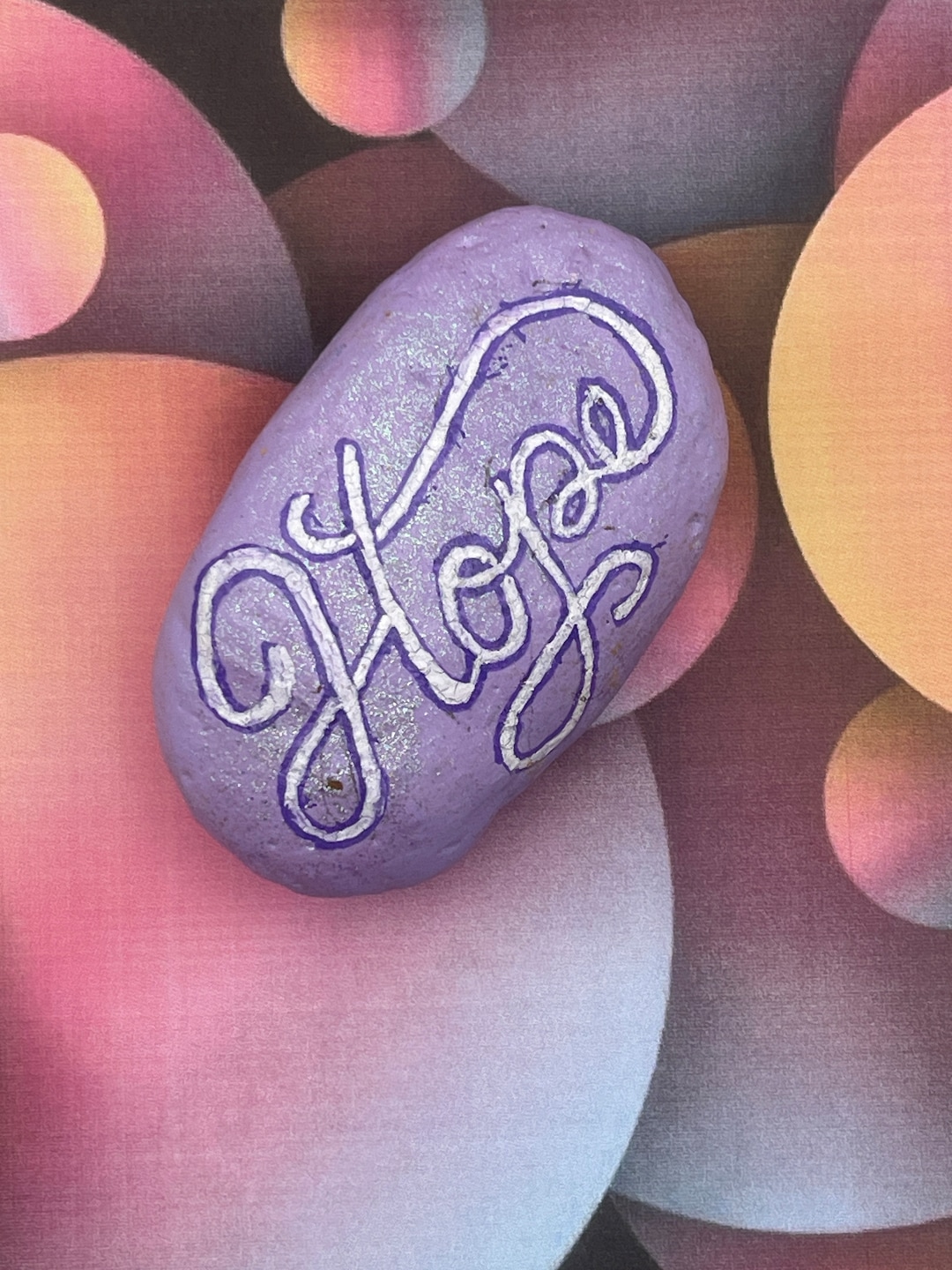 Purple Glitter Hope, Inspirational Painted Rock, Kindness Rock, Stone ...