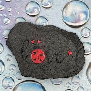Ladybug Love Bug on Natural Slate Stone, Valentine Gift, Painted Rock ...