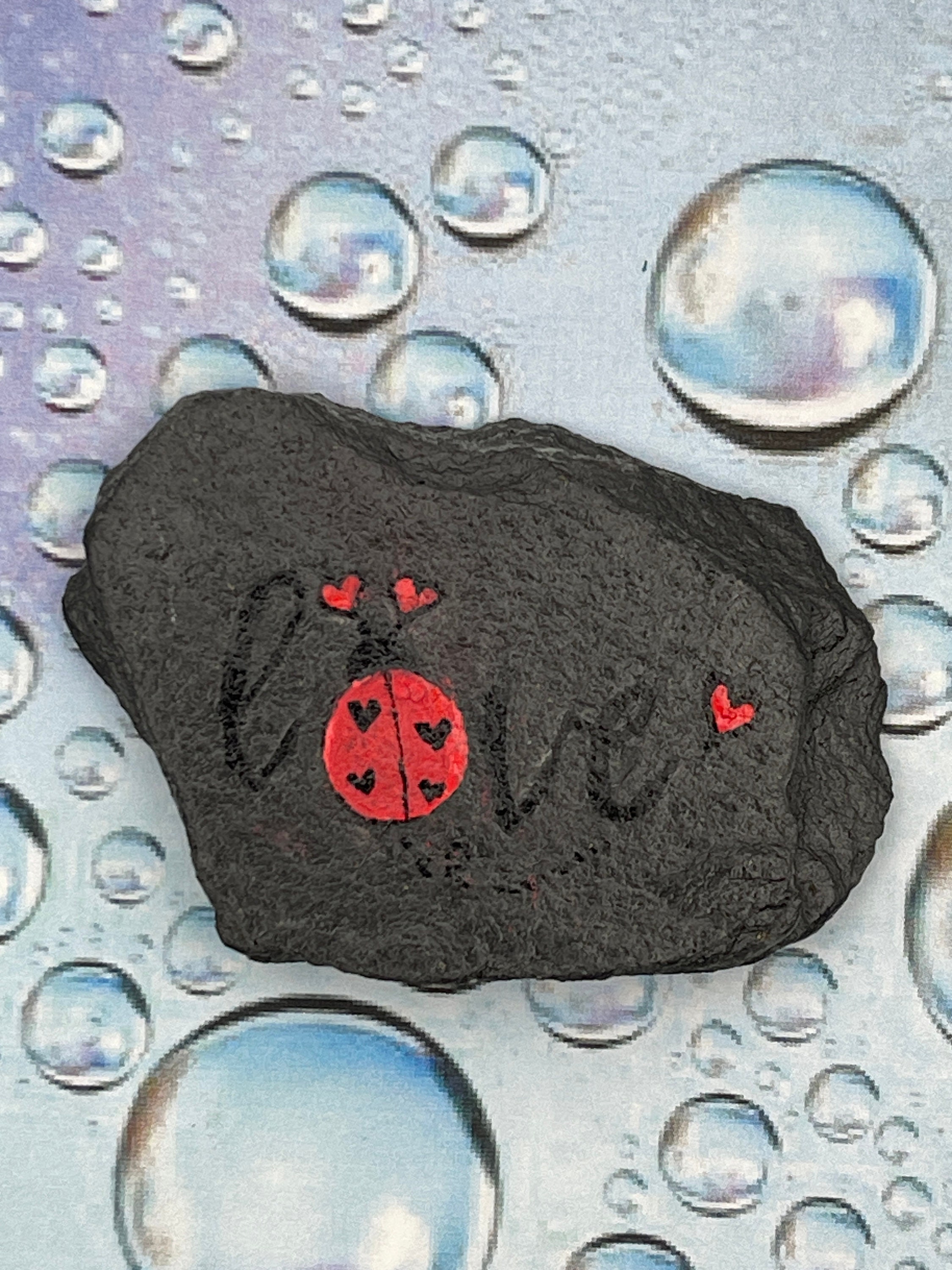 Ladybug Love Bug on Natural Slate Stone, Valentine Gift, Painted Rock ...