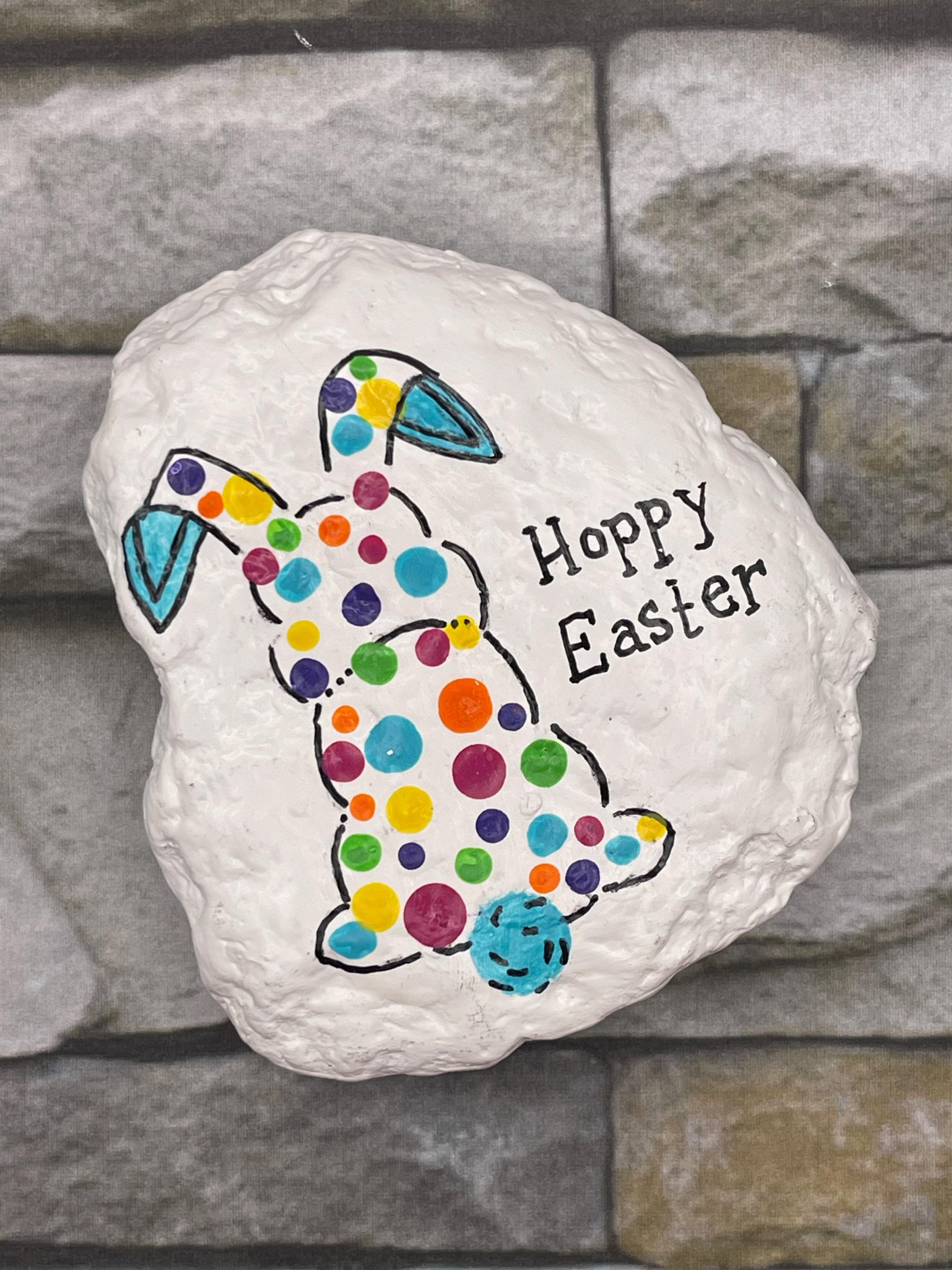 Polka Dot Easter Bunny Backside, Hoppy Easter, Painted Rock, Stone ...
