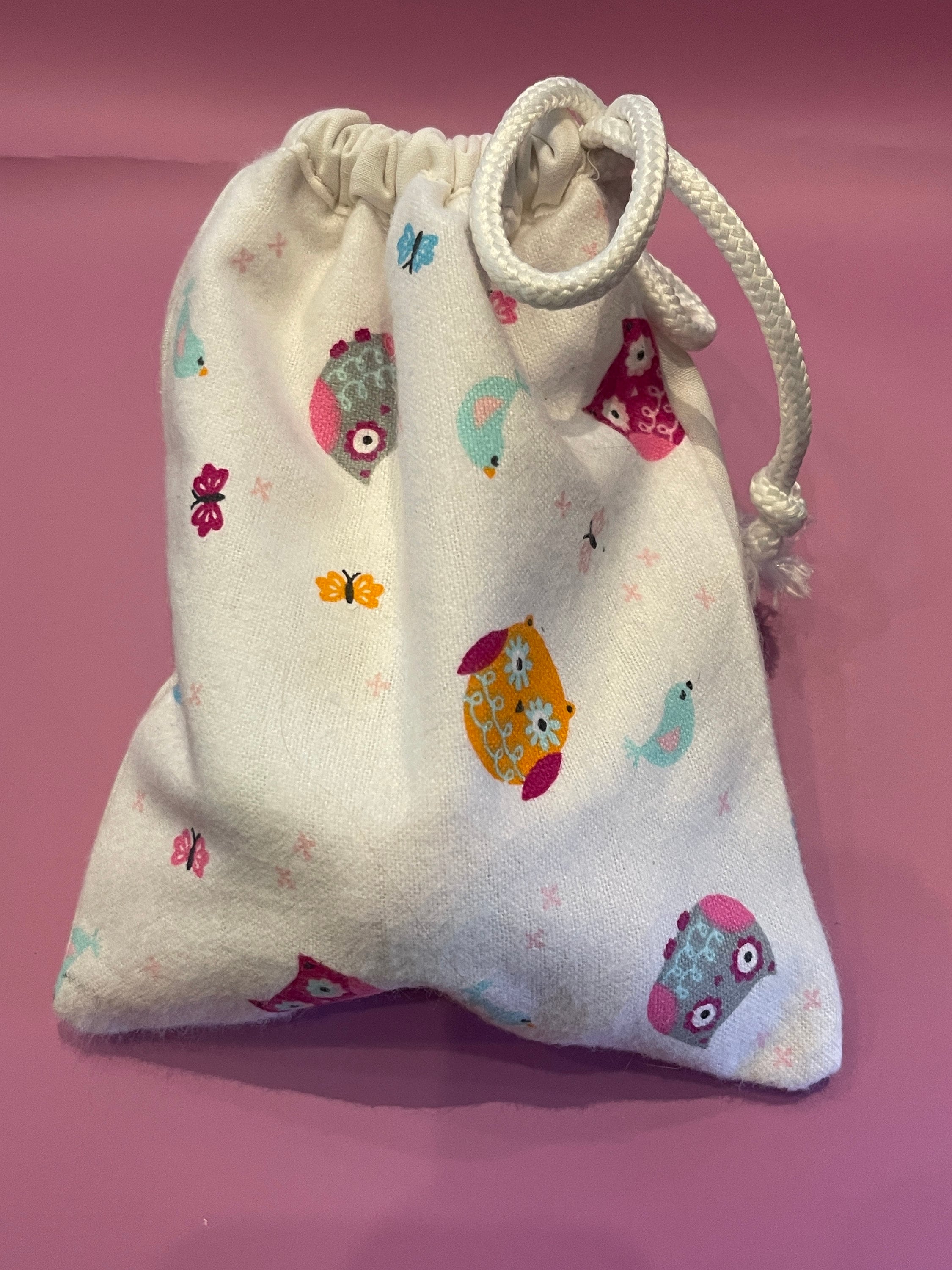 Hand Painted Rocks Sewn Lined Drawstring Bag Cute Owl and - Etsy