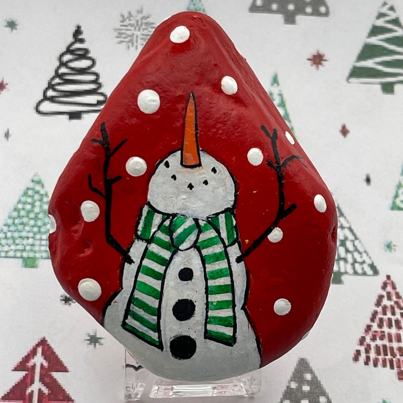 Painted Snowman Rocks - Etsy
