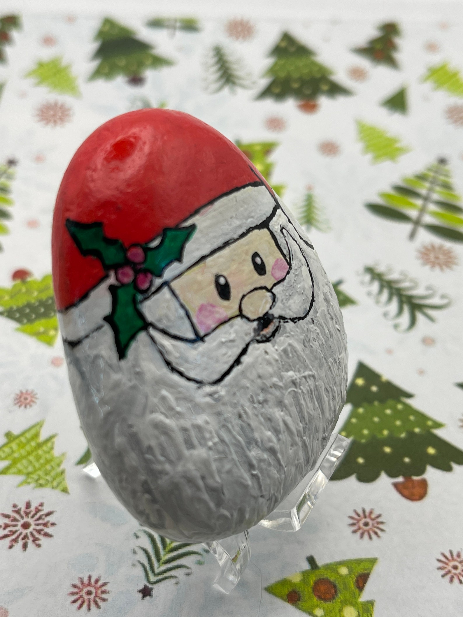 Cute Whimsical Santa Claus, Christmas Holiday, Painted Rock, Pebble Art ...