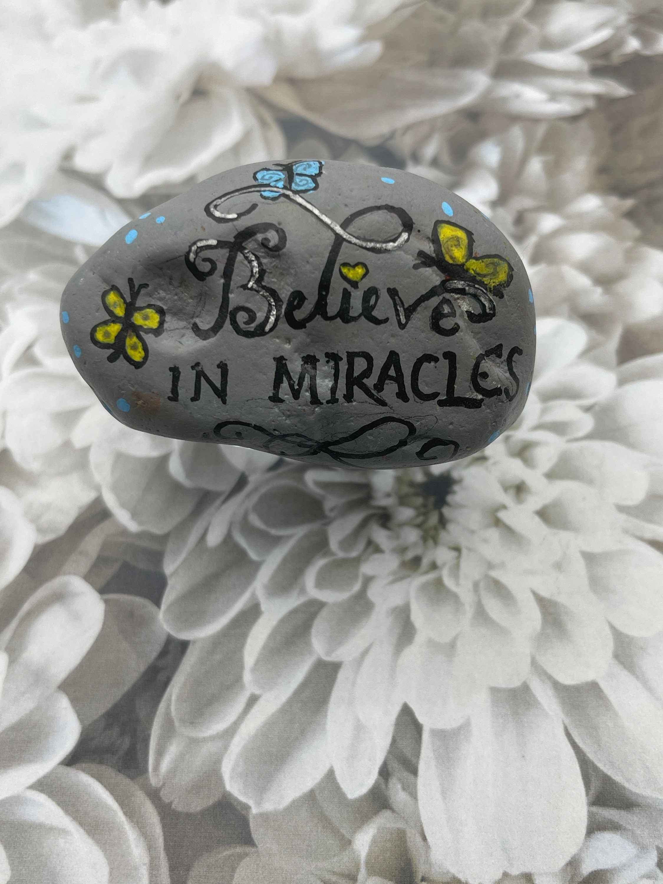 Believe in Miracles, Butterflies, Inspirational Painted Rock ...
