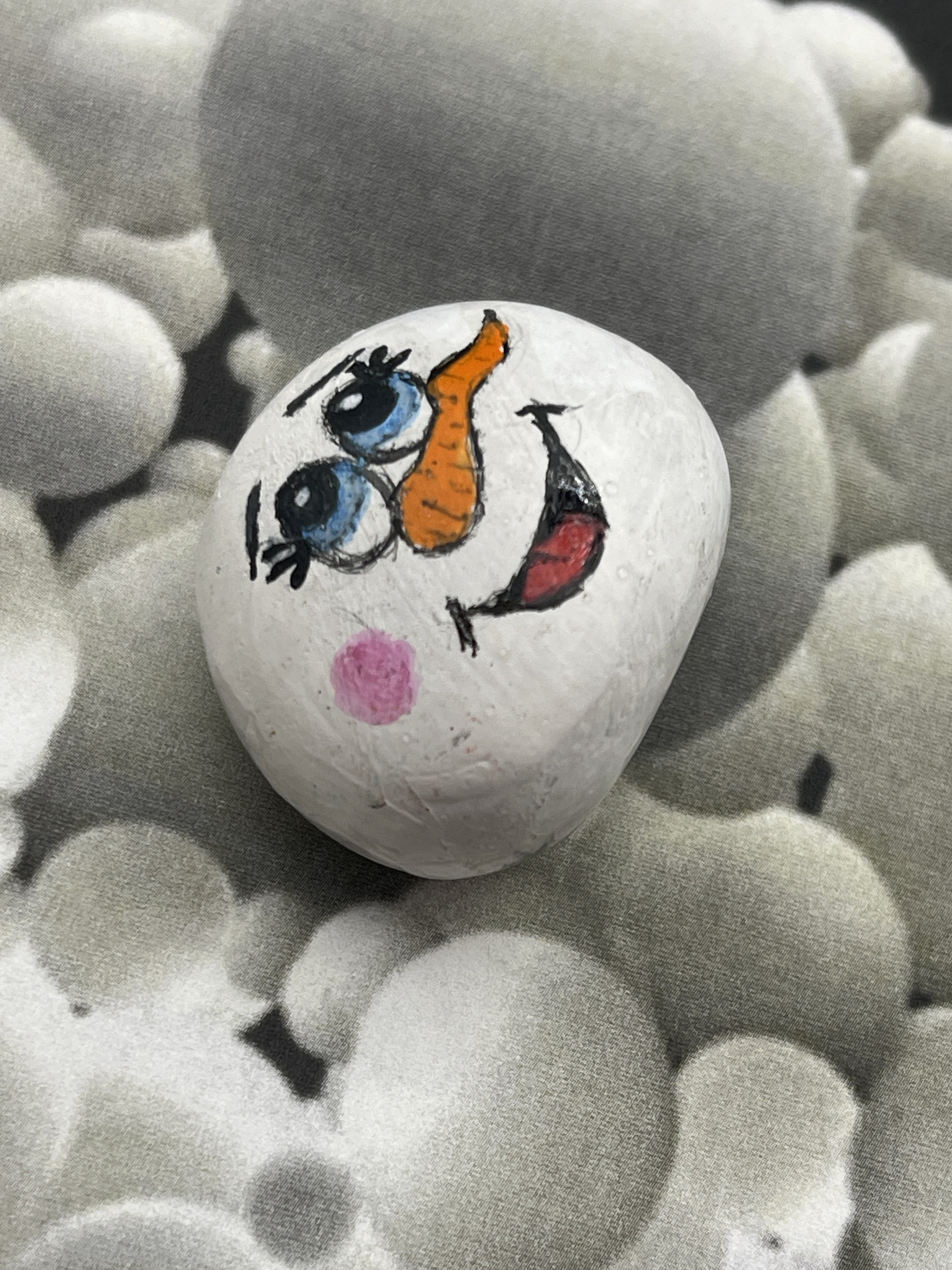 Whimsical Smiling Snowman Head, Winter Painted Rock, Pebble Art ...