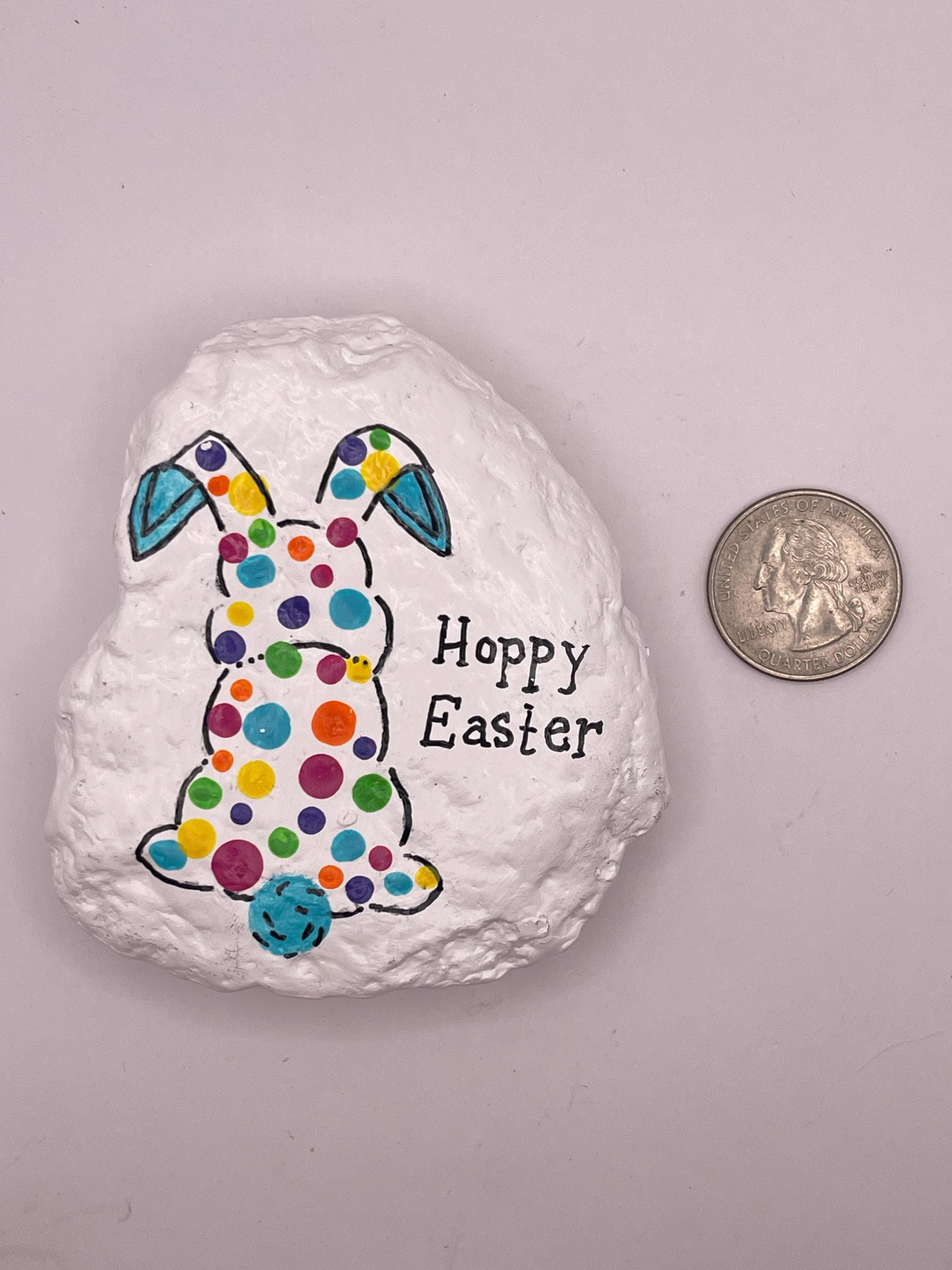 Polka Dot Easter Bunny Backside, Hoppy Easter, Painted Rock, Stone ...