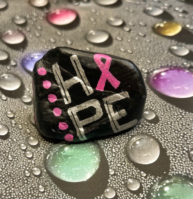 Hope, Breast Cancer Awareness, Pink Ribbon, October, Hand Painted Rock ...
