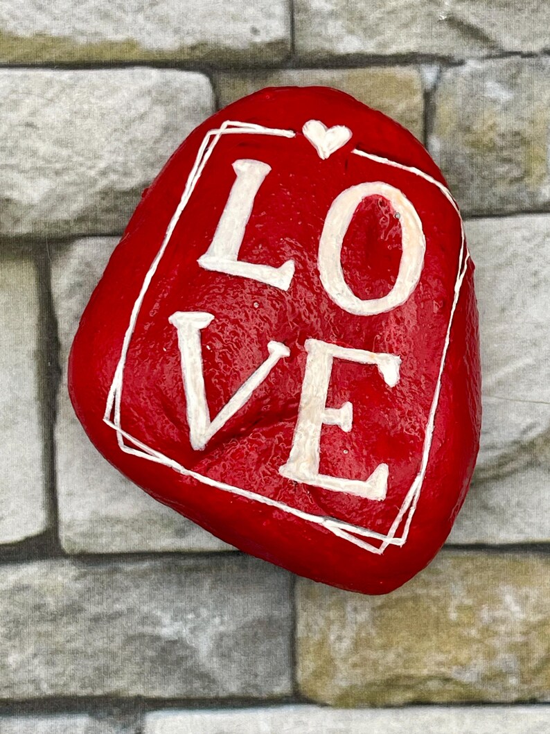 Red Love Stone With Picture Frame Design, Inspirational Decor, Unique ...
