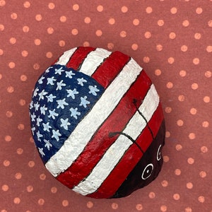 Large American Flag Ladybug, Stars and Stripes, Patriotic Painted Rock ...