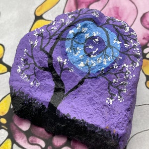 Silhouette Tree With Moon, Rock Painting, Stone Art - Etsy