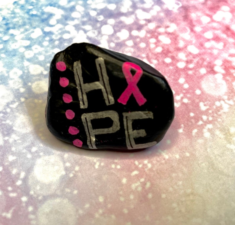 Hope, Breast Cancer Awareness, Pink Ribbon, October, Hand Painted Rock ...