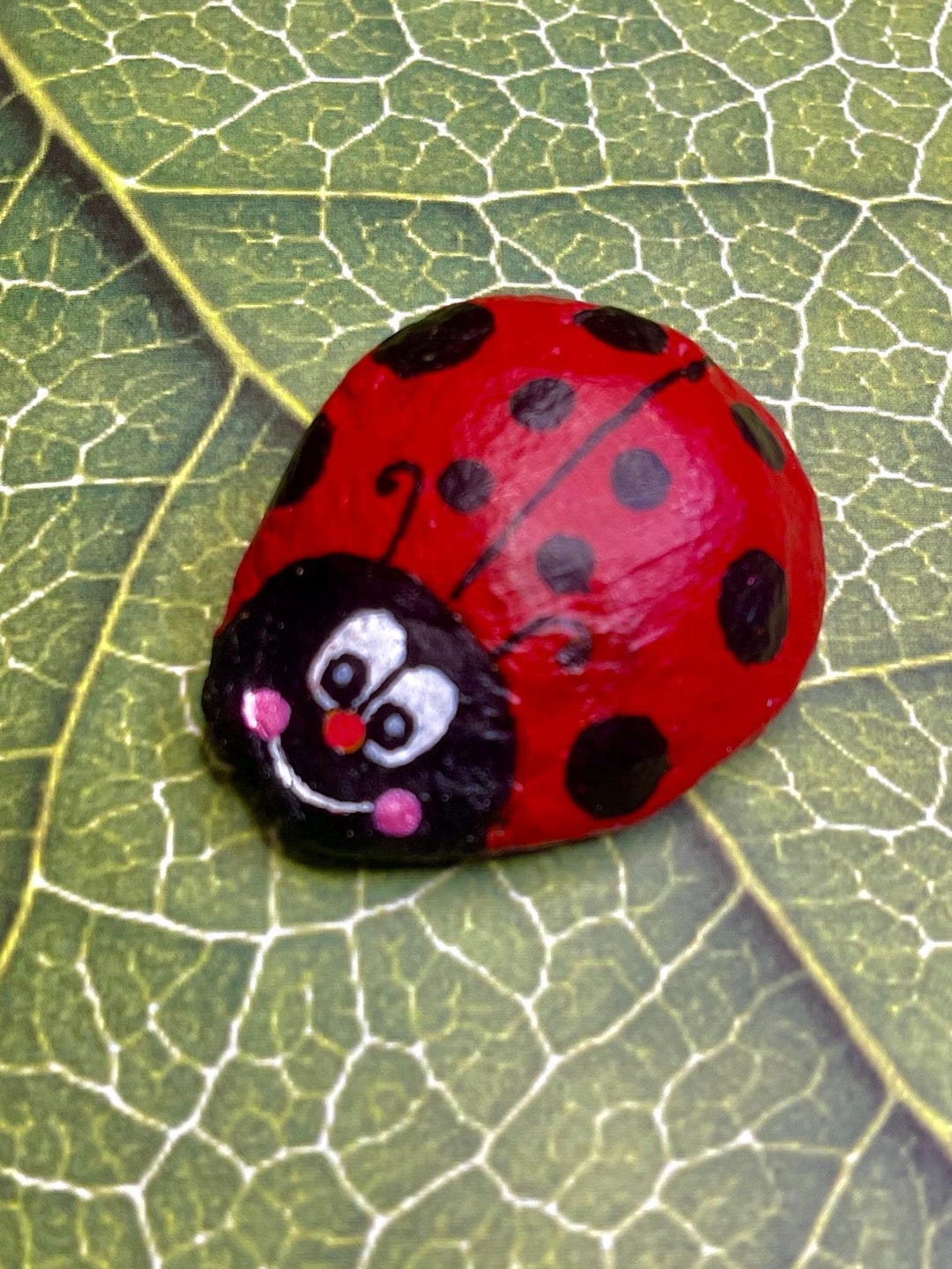 Cute Red Ladybug With Black Dots, Painted Rock, Stone Painting - Etsy