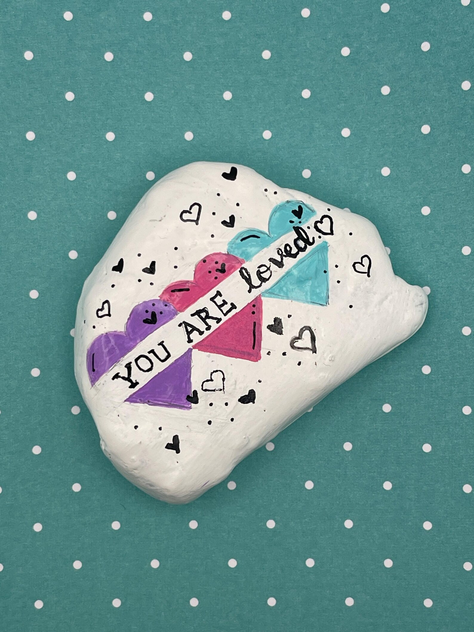 You Are Loved Overlapping Hearts, Unique Valentine Gift, Painted Rock ...