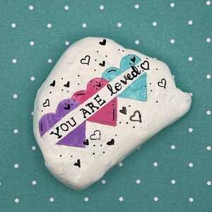 You Are Loved Overlapping Hearts, Unique Valentine Gift, Painted Rock ...
