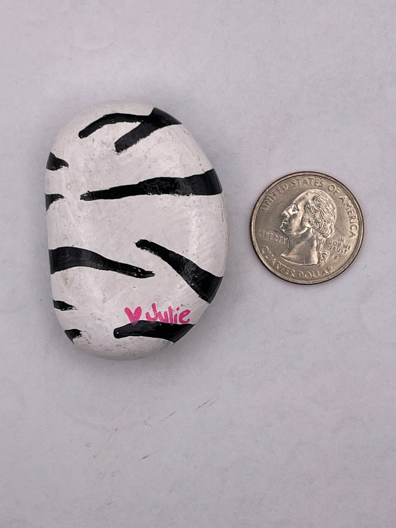 Red Heart on Zebra Stripes, Valentine Gift, Love Painted Rock, Pebble ...