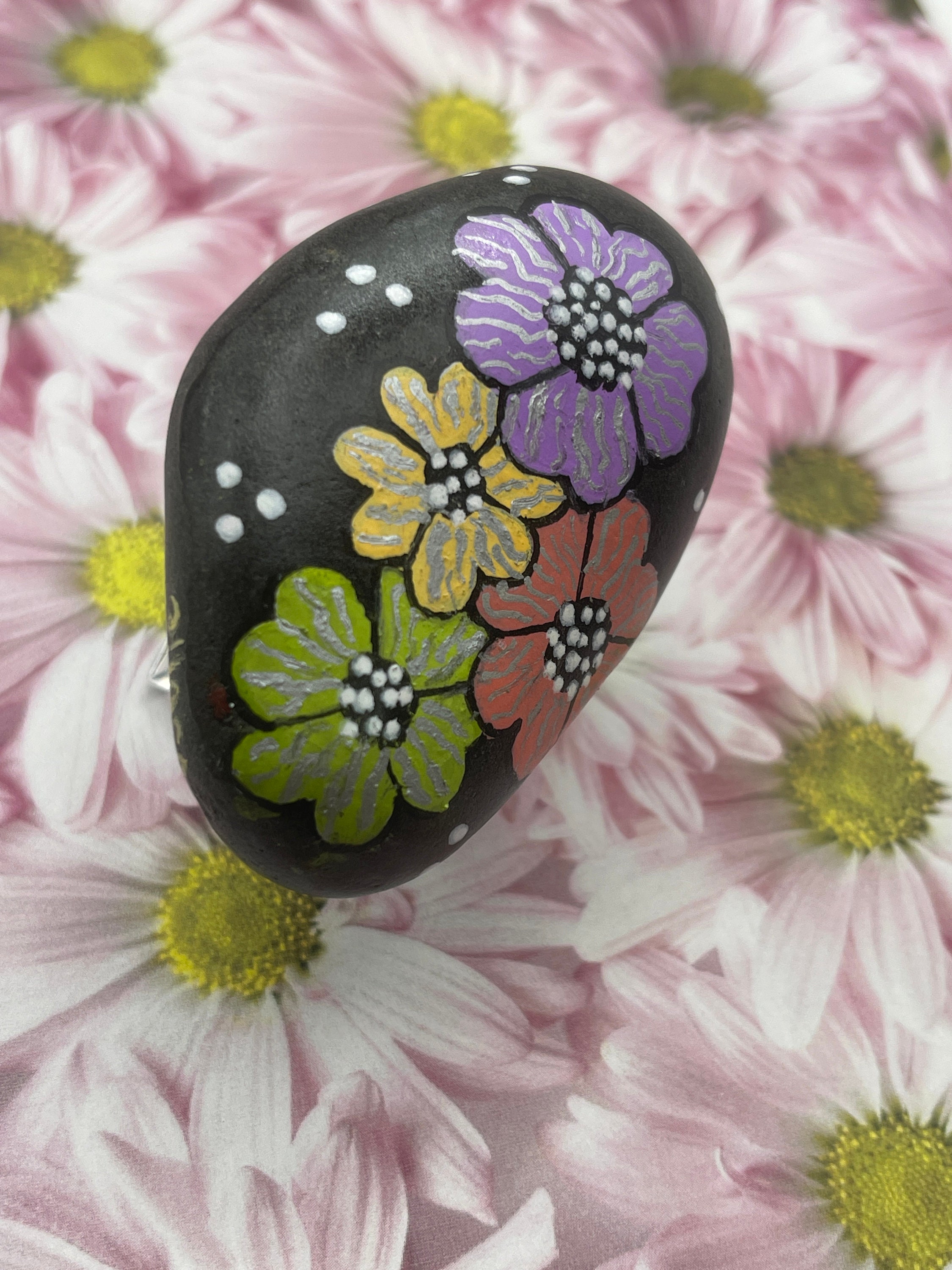 Pastel Flowers, Pebble Art, Painted Rock - Etsy
