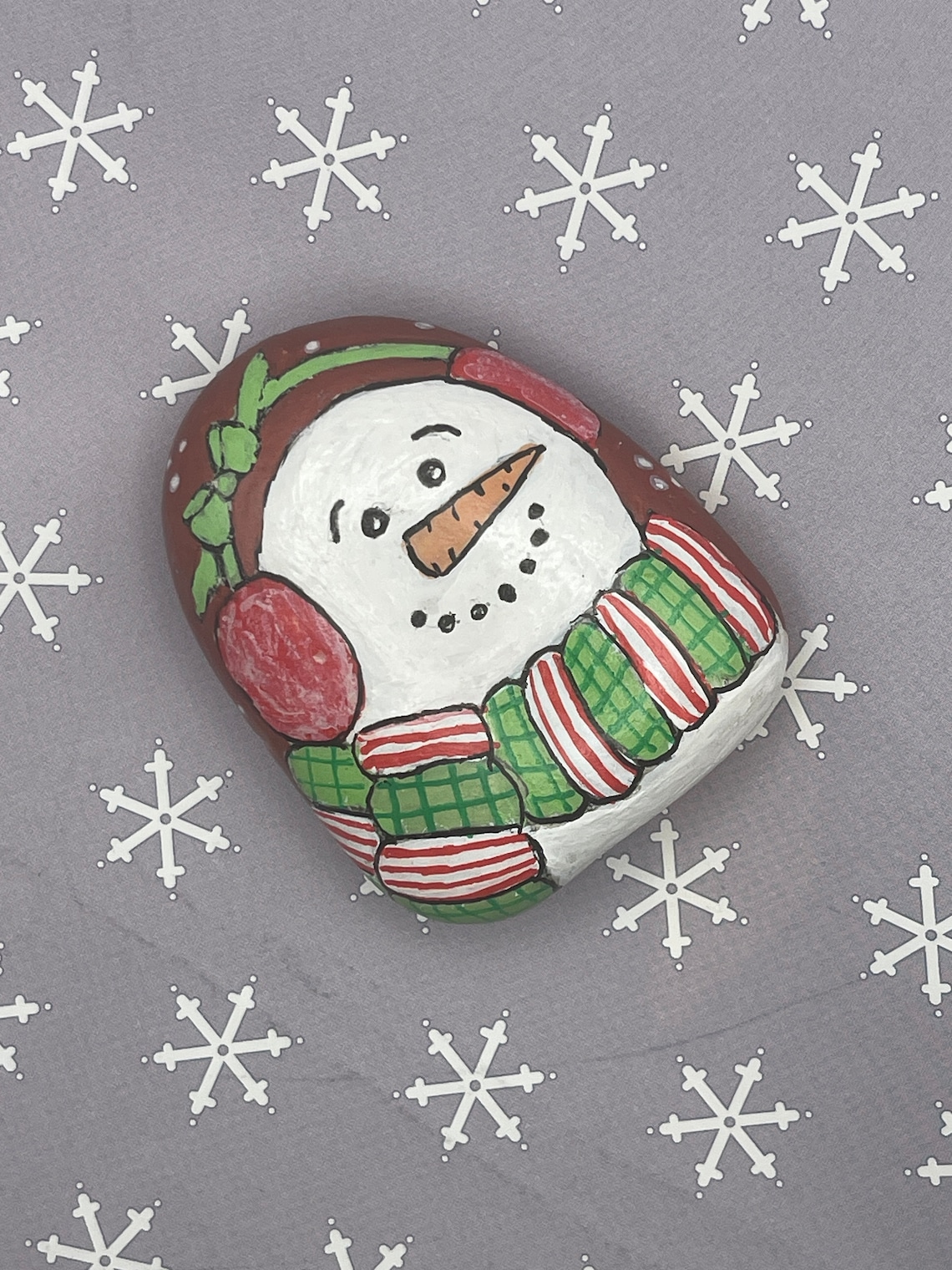 Winter Snowman With Earmuffs and Scarf Christmas Holiday - Etsy