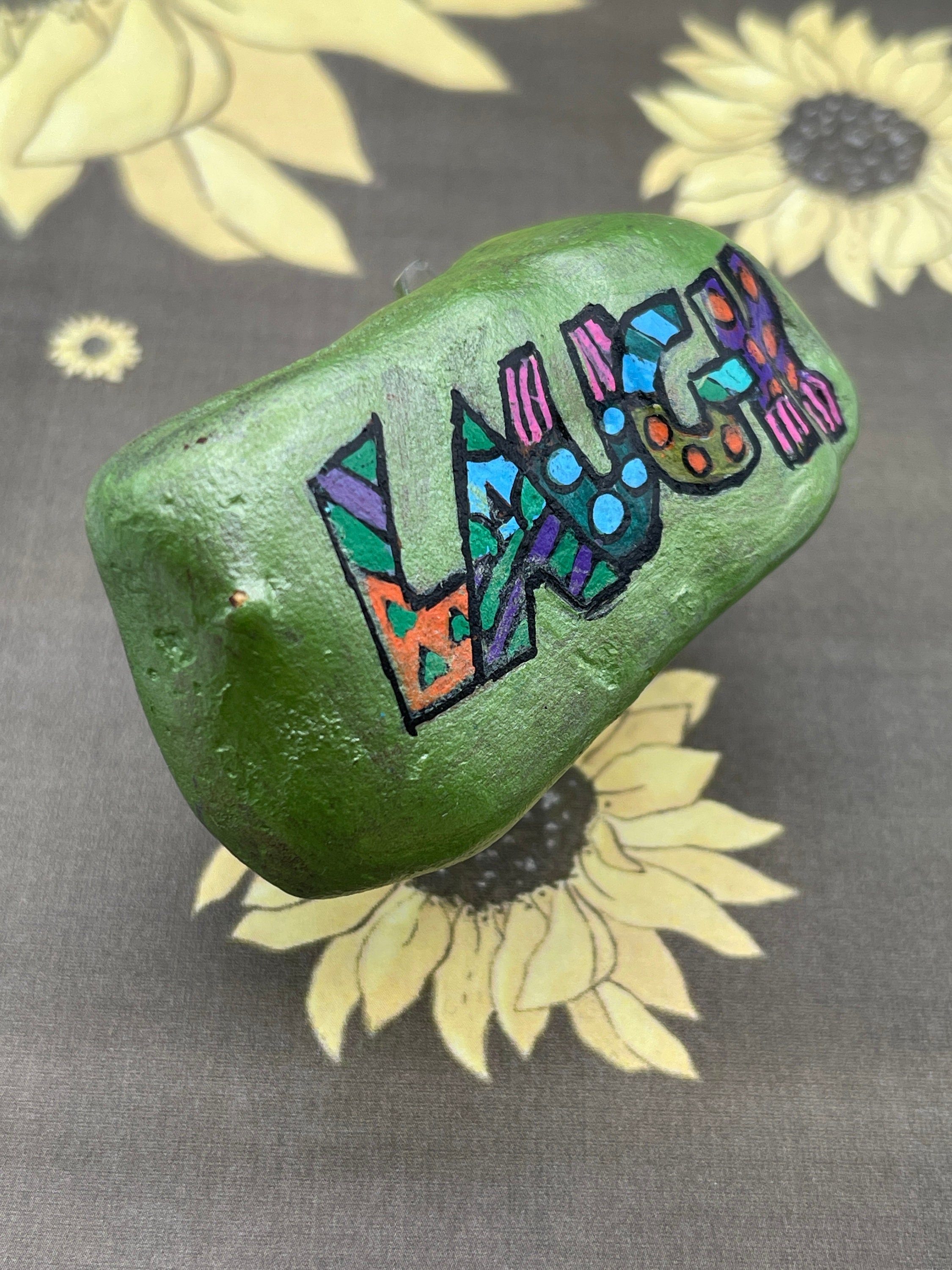 Laugh, Metallic Hand Painted Rock, Positivity Pebble, Stone Art, Sealed ...