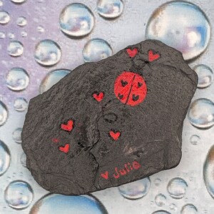 Ladybug Love Bug on Natural Slate Stone, Valentine Gift, Painted Rock ...