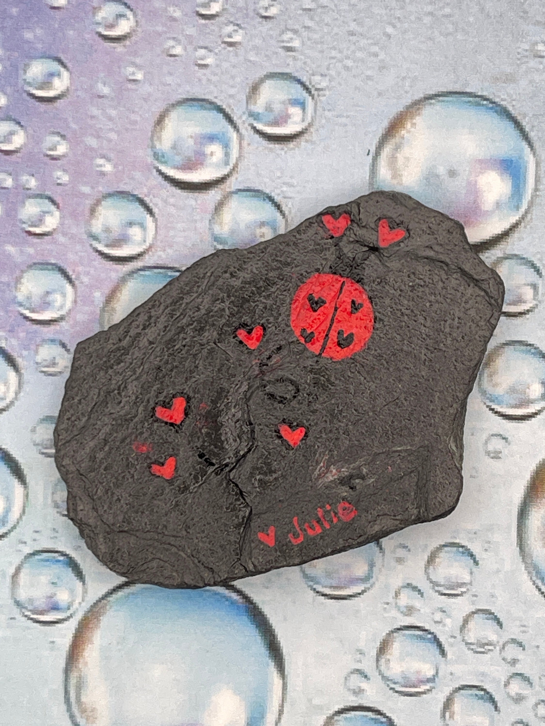 Ladybug Love Bug on Natural Slate Stone, Valentine Gift, Painted Rock ...