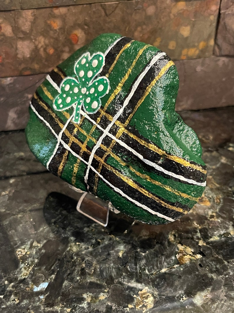 Shamrock on Green Plaid, Two Sided, St. Patrick's Day Decor, Painted ...
