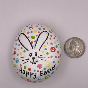 Dot Art Easter Bunny, Happy Easter, Spring Decor, Painted Rock, Stone ...