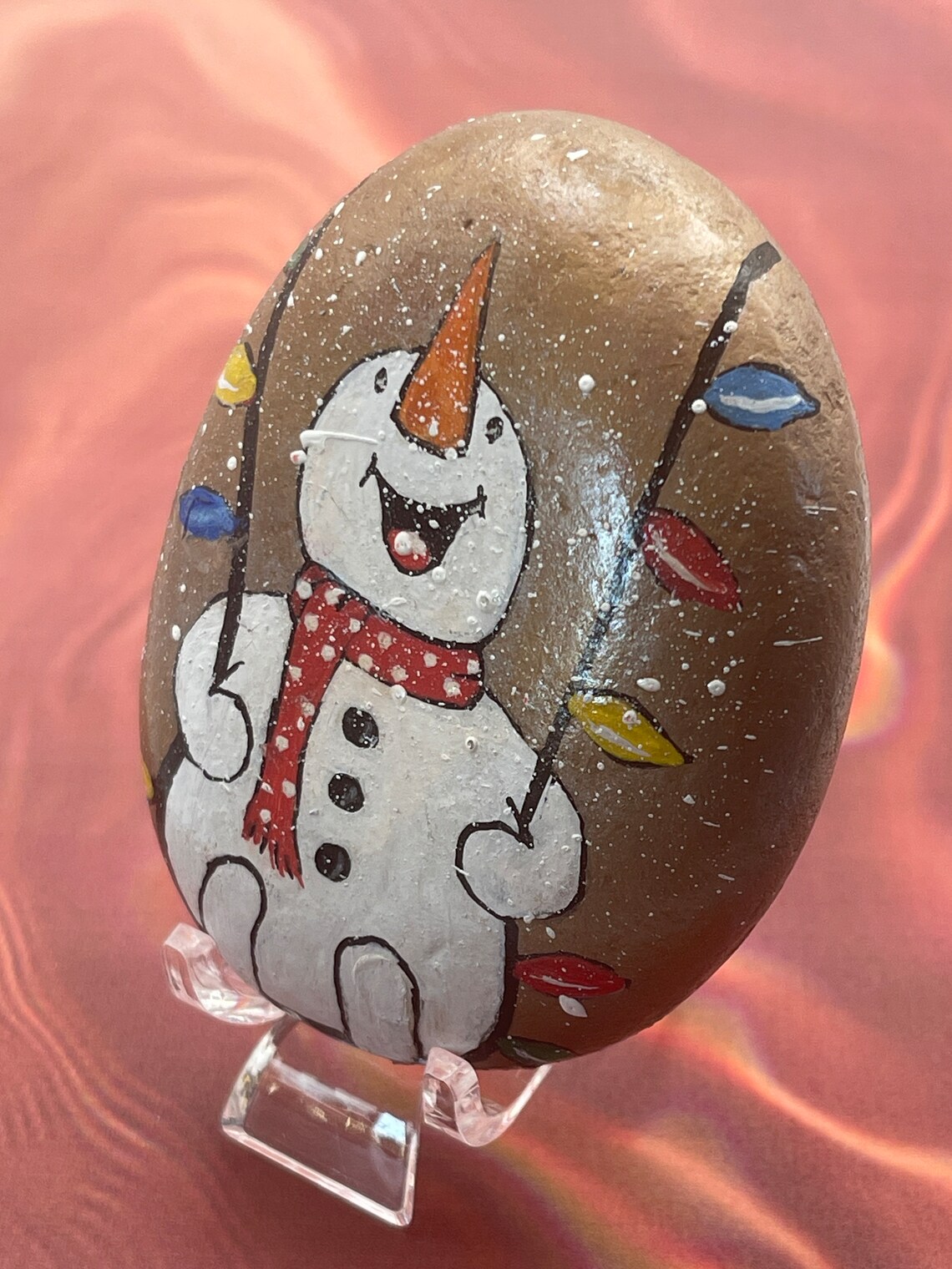 Whimsical Snowman on Christmas Light Swing in Snowfall, Christmas Gift ...