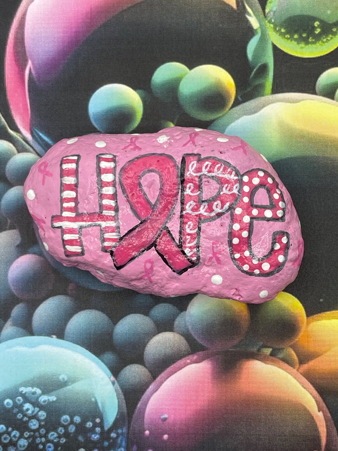 Hope, Breast Cancer Awareness, Pink Ribbon, October, Hand Painted Rock ...