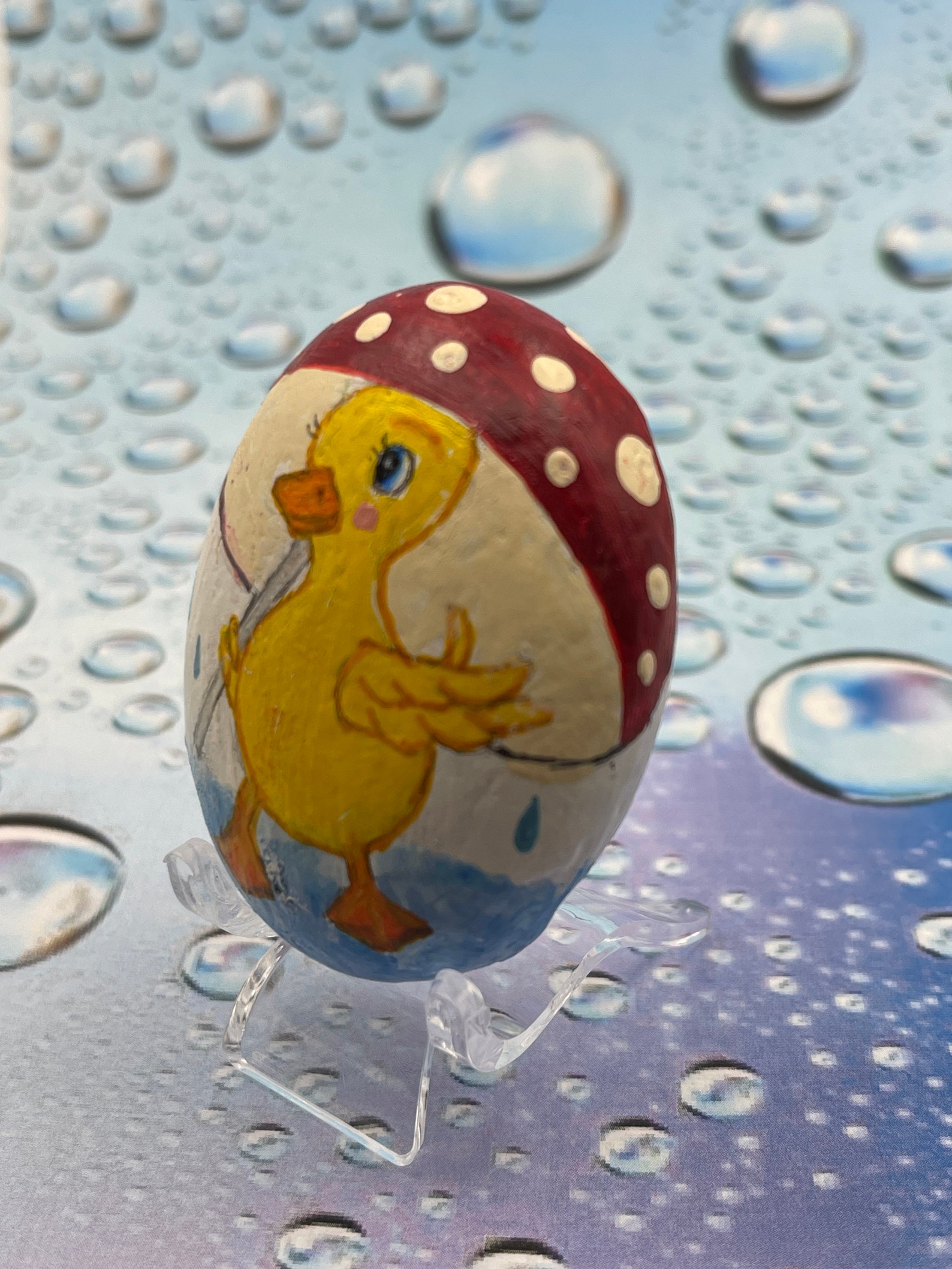 Duck Holding a Mushroom Umbrella, Spring Rain, Lovely Weather for a ...