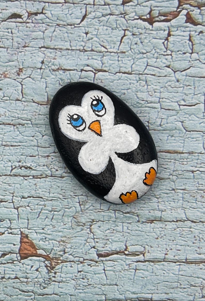 Penguin Painted Rock, Pebble Animal Art, Stone Painting - Etsy