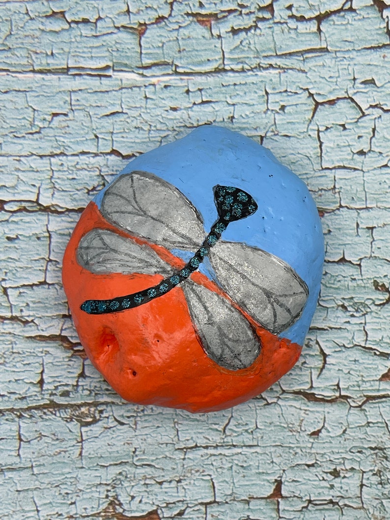 Summer Dragonfly, Painted Rock, Painted Stone Art - Etsy