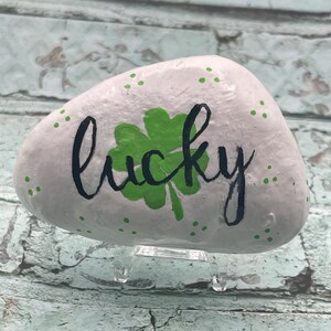 Lucky Rock With Four Leaf Clover, St. Patrick's Day Decor, Unique Irish ...