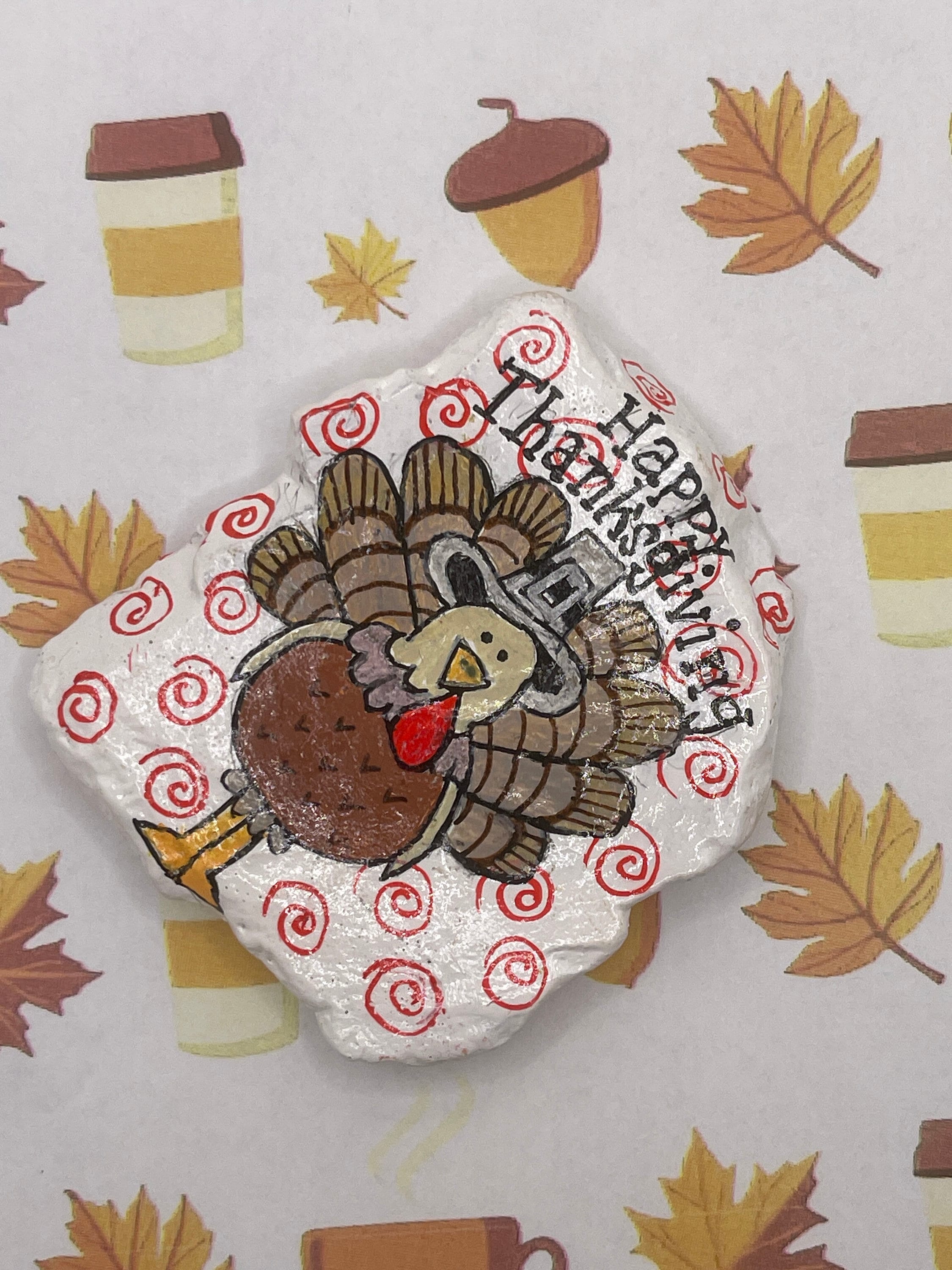 Happy Thanksgiving Turkey Pilgrim, Fall Decoration, Hand Painted Rock ...