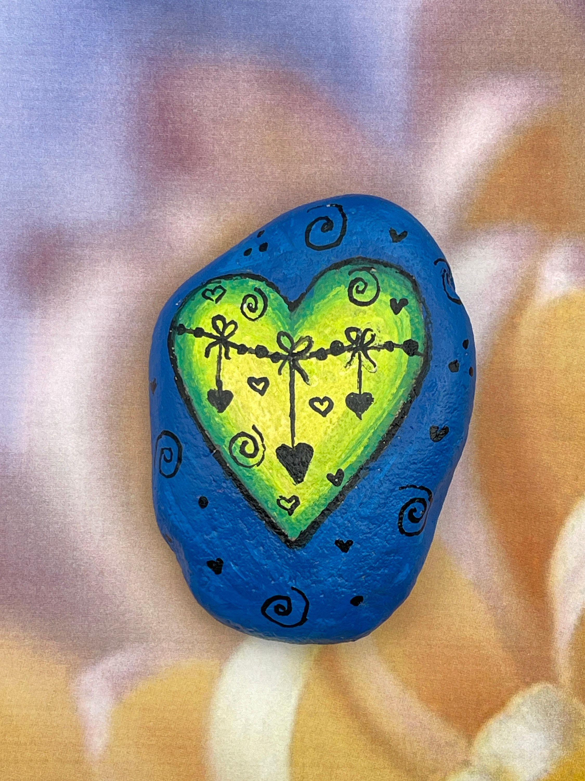 Decorative Heart, Dangle Art, Valentine Gift, Painted Rock, Stone ...