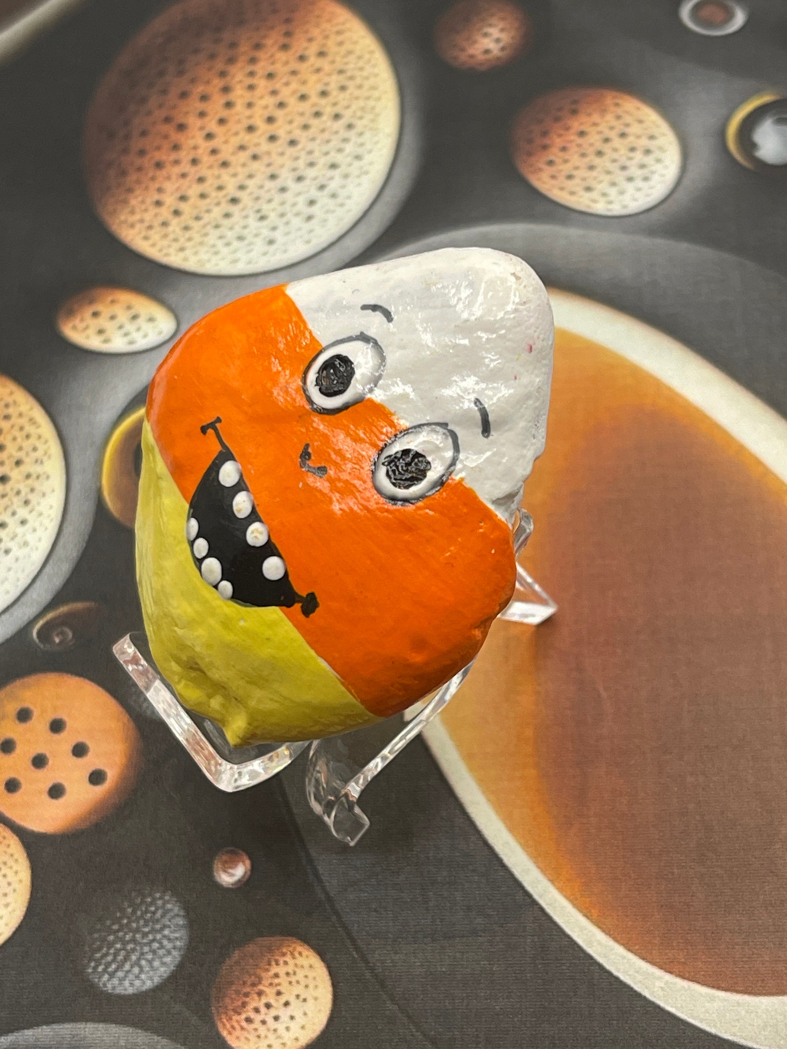 Whimsical Smiling With Teeth Candy Corn Hand Painted Rock, Halloween ...