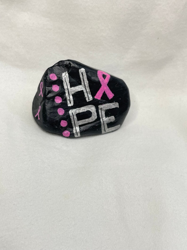 Hope, Breast Cancer Awareness, Pink Ribbon, October, Hand Painted Rock ...