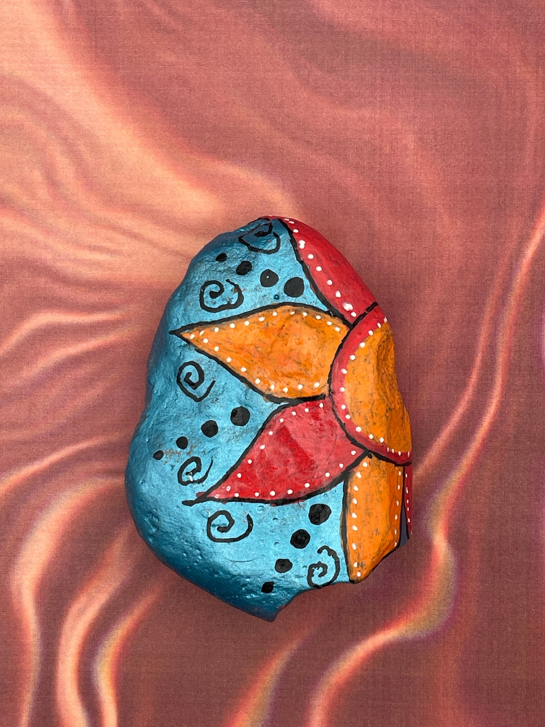Orange and Red Flower, Painted Rock, Stone Painting, Kindness Rocks - Etsy