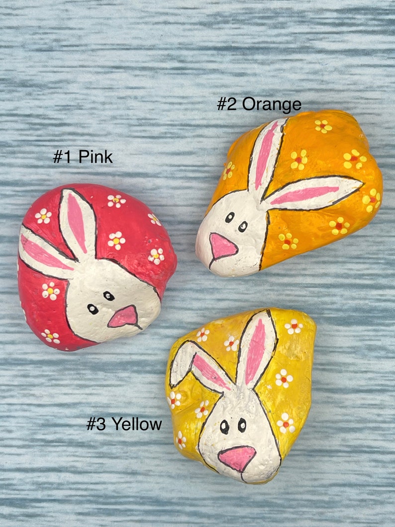 Pick Your Easter Bunny, Easter Decor, Spring Art, Painted Rock, Stone ...